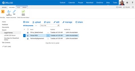 docusign for sharepoint online docusign
