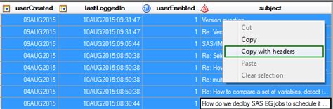 copy data and column names from sas enterprise guide the