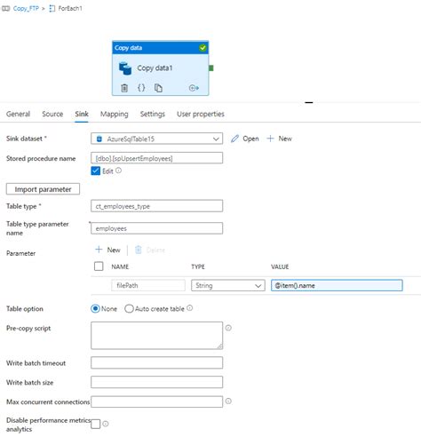 azure load filename in sql table using copy data