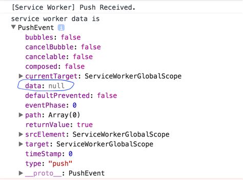 javascript why is the payload lost from fcm push