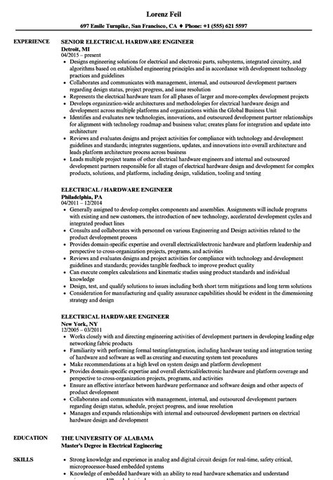 electrical hardware engineer resume samples velvet jobs