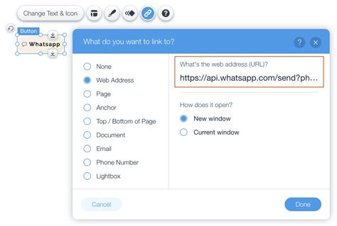 wix editor adding a link to whatsapp on your site help center
