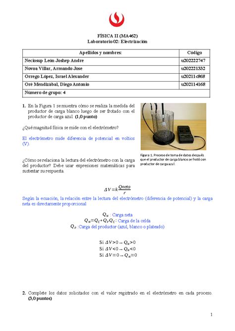 Reporte De Laboratorio 02 De Física Ii A Distancia FÍsica Ii Ma462