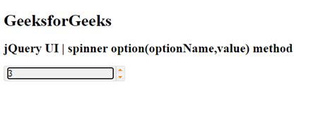 jquery ui spinner option method geeksforgeeks