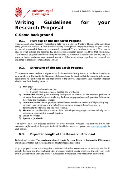 Guidelines Qualitative Proposal Writing Guidelines For Your Research