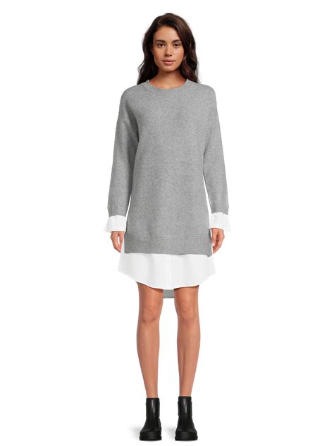 Time And Tru Womens Layered Look Sweater Dress Sizes Xs Xxxl