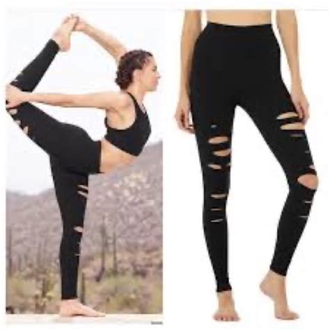 Black Alo High Waist Ripped Warrior Legging Gem
