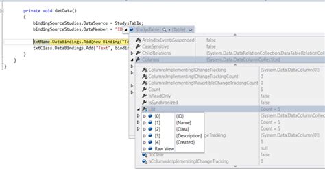 c cannot bind to the property or column name on the datasource but