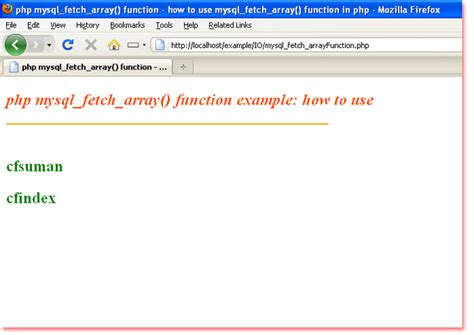 php by example php mysql fetch array function how to use mysql
