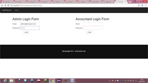 fee management project in servlet javatpoint