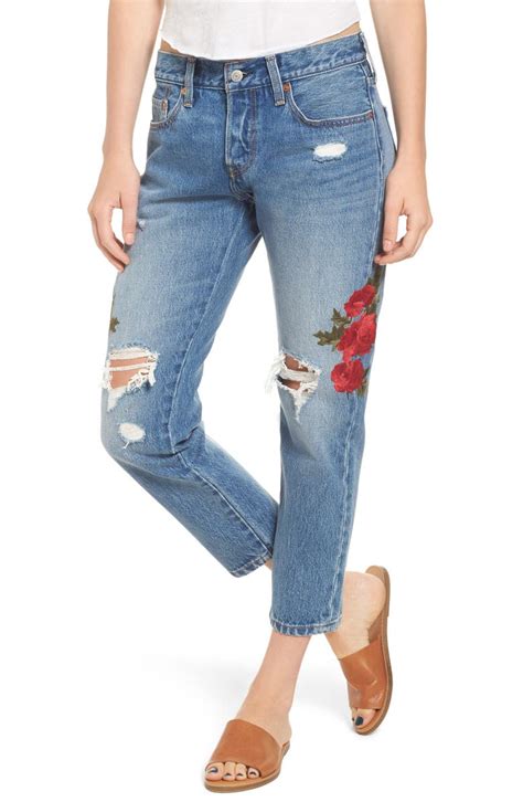 Levis® 501 Floral Embroidered Crop Taper Jeans Nordstrom