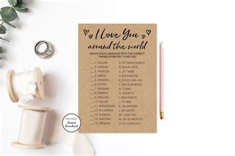 I Love You Around The World Bridal Shower Game I Love In Different
