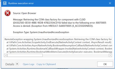 uipath chrome browser extention system unauthorizedaccessexception