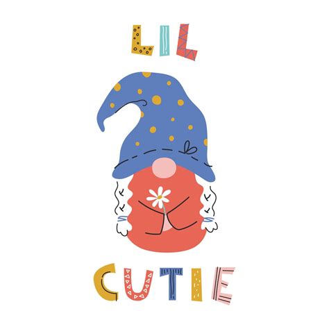 Lil Cutie Lettering With Cute Cartoon Female Character 13453552 Vector