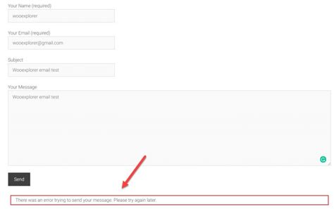 php there was an error trying to send your message please try again