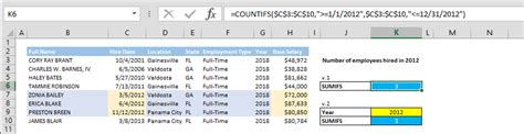 how to count between dates using countifs formula