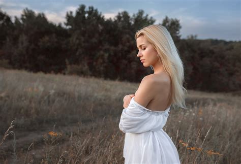 Fondos De Pantalla Mujer Modelo Rubia Vestir Vestido Blanco