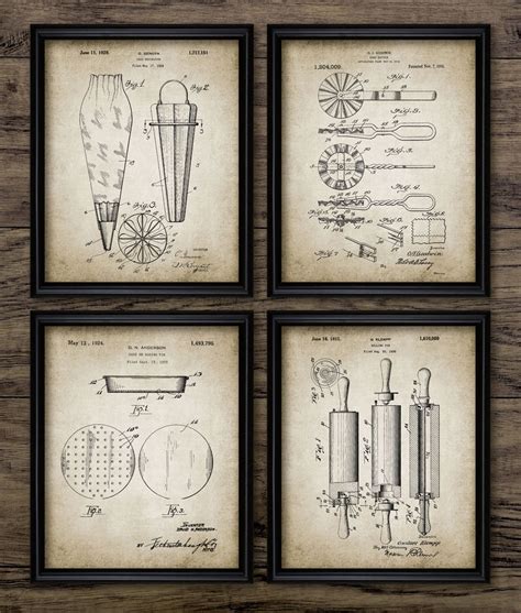Baking Wall Art Set Of 4 Printable Cooking Art Cookery Etsy
