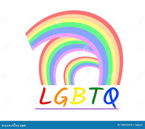 Rainbow Colored Lgbtq Text And Colorful Swirl Rainbow Stripes Isolated