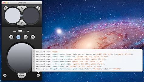 easily generate css background gradient code in mac os x