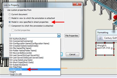 displaying different solidworks drawing mass units