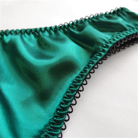 Bottle Green Satin Panties For Women Handmade By Biscuit Etsy