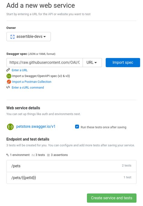 testing an api using swagger assertible
