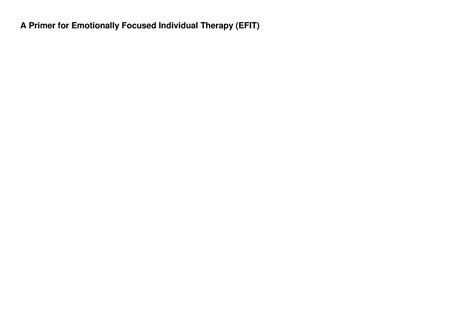 Read Ebook [pdf] A Primer For Emotionally Focused Individual Therapy