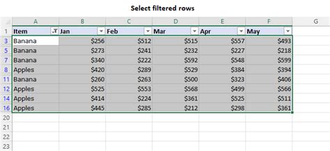 how to select rows and columns in excel