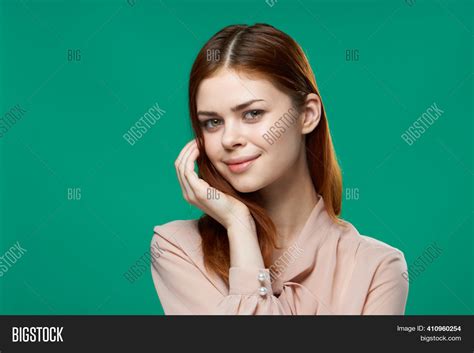 Cheerful Woman Pink Image And Photo Free Trial Bigstock