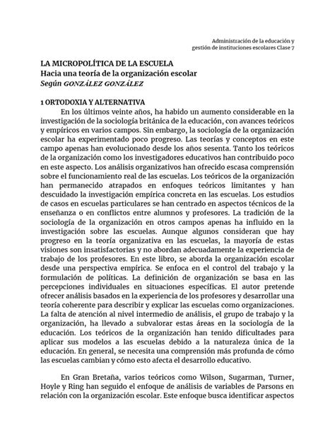 La MicropolÍtica De La Escuela Hacia Una Teoría De La Organización