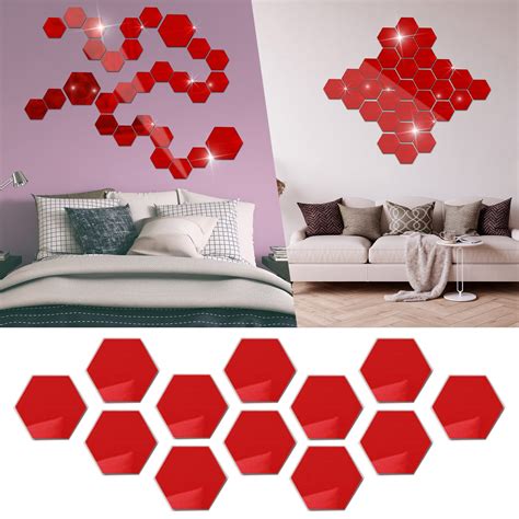 Lqxzwjy Hexagon Acrylic Mirror Diy Wall Sticker 3d Stereo Home Decor