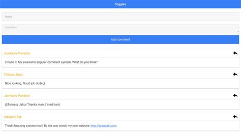 angular ionic responsive comment system