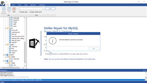 screenshots stellar mysql database recovery