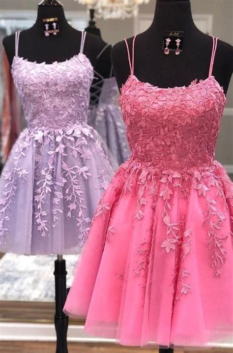 Cute Short Lace Applique Prom Dresses 2023 Homecoming Dresses On Luulla