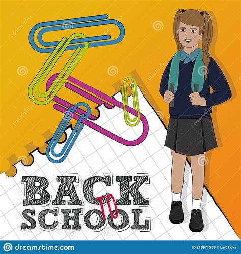 Poster De Regreso A La Escuela Con Una Chica Feliz Ilustración Del