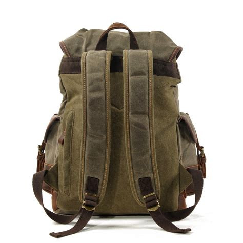 Waxed Canvas Backpack Rucksack Hiking Travel Backpack Mc9508