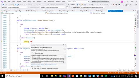 facing insufficient privileges to complete the operation exception