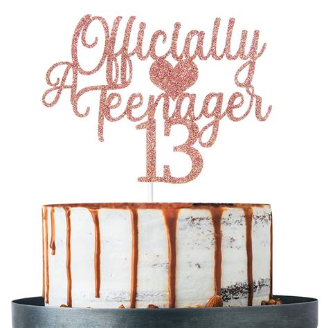 Buy Rose Gold Glitter 13 Cake Topper Happy 13th Birthday Cake Topper