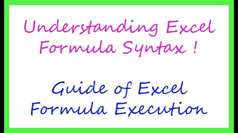 understanding excel formula syntax guide of excel formula execution