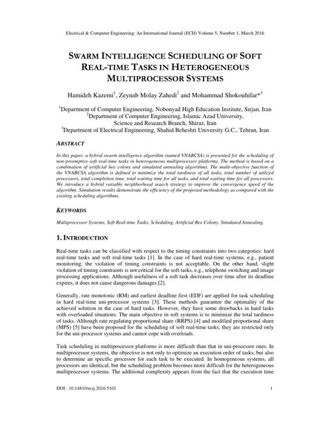 pdf swarm intelligence scheduling of soft real time tasks in