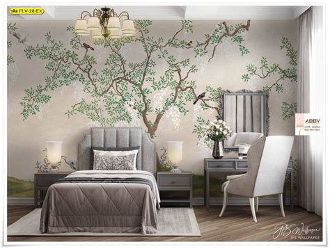 Wallpaper แต่งห้องลายกิ่งดอกไม้ ภาพคมชัด พิมพ์ลายขนาดใหญ่