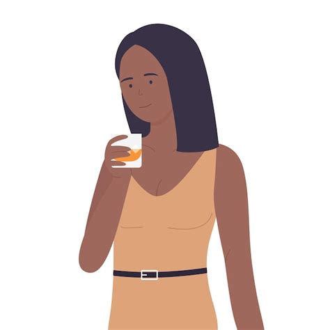 Premium Vector African Girl Holding Whiskey Glass