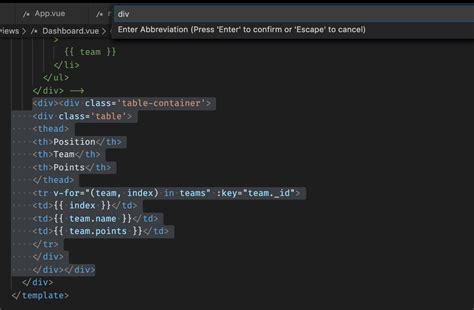 vue js emmet for vs code with vue wrap with abbreviation removes