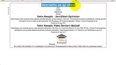 yakın kampüs html5andcss3 ders 7 dizayn header ve nav
