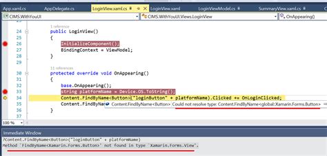 c method findbyname not found in type `xamarin forms view or could