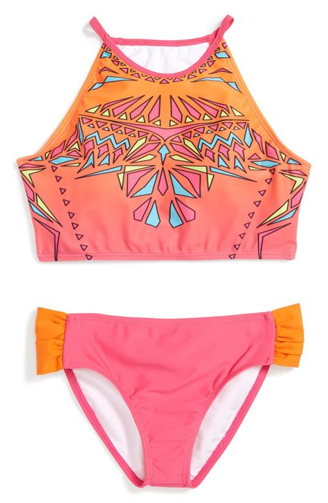 Limeapple Geometric Two Piece Swimsuit Big Girls Nordstrom