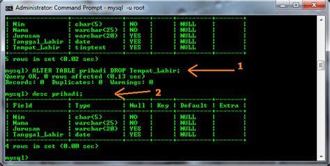tutorial menghapus primary key dan menghapus kolom tabel mysql dengan