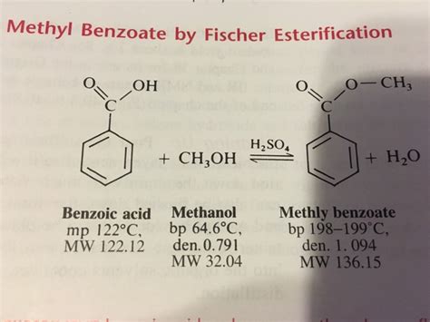Solved Methyl Benzoate By Fischer Esterification H2so4 H2o