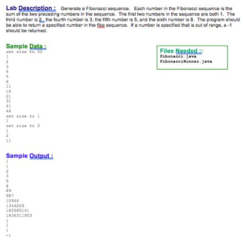 solved lab description generate a fibonacci sequence eac